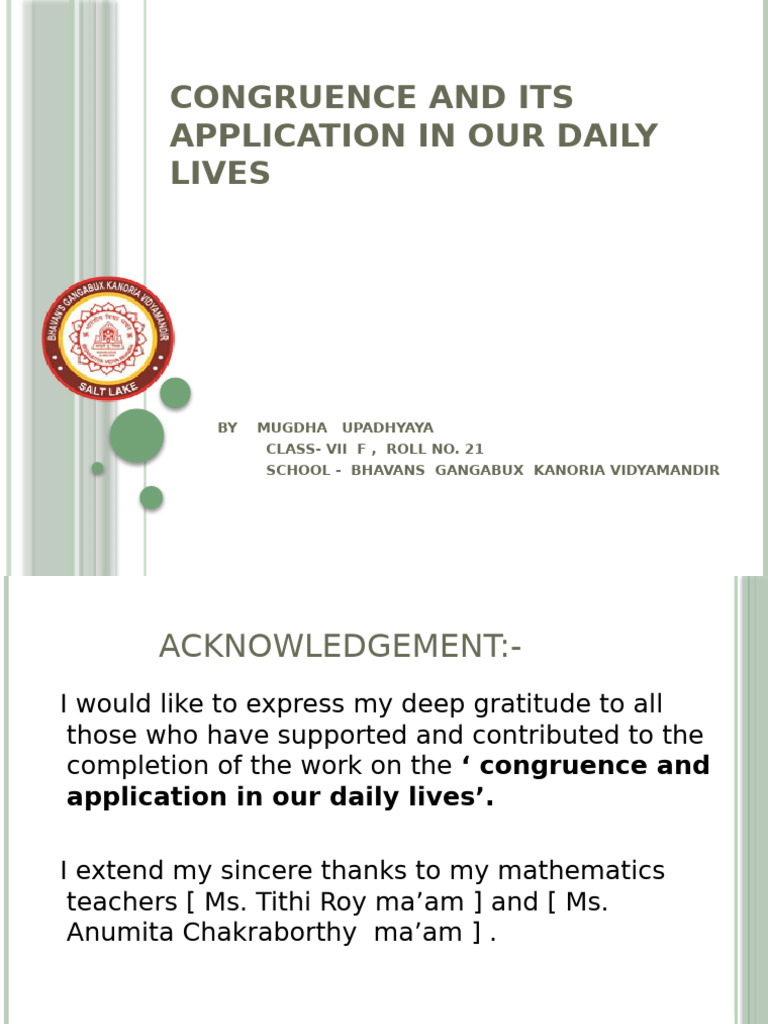 Congruence and Its Application in Our Daily Lives | PDF | Home & Garden ...