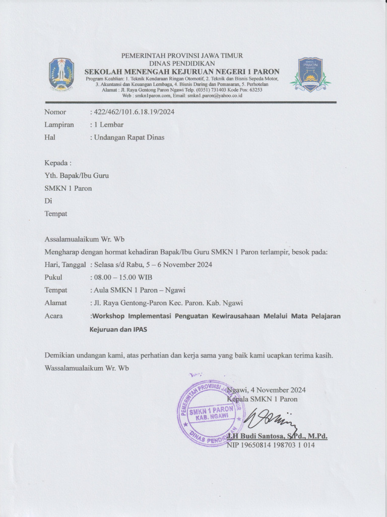 Undangan Workshop Implementasi Penguatan Kewirausahaan | PDF