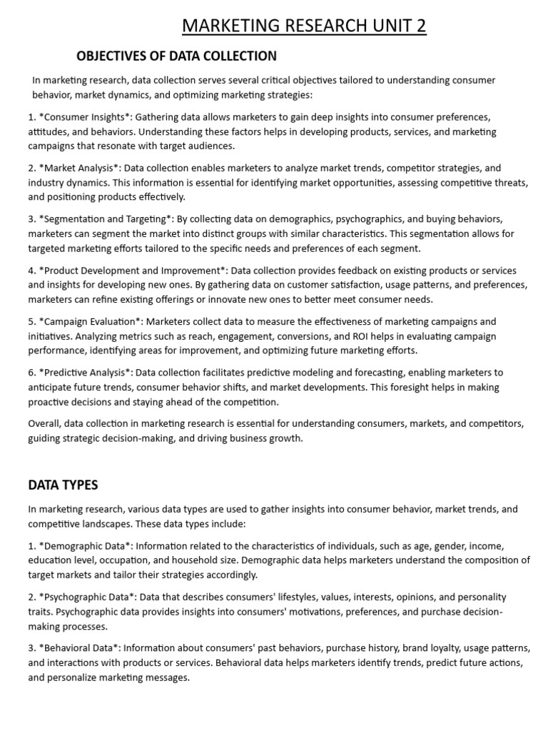 Marketing Research Unit 2 | PDF | Survey Methodology | Qualitative Research
