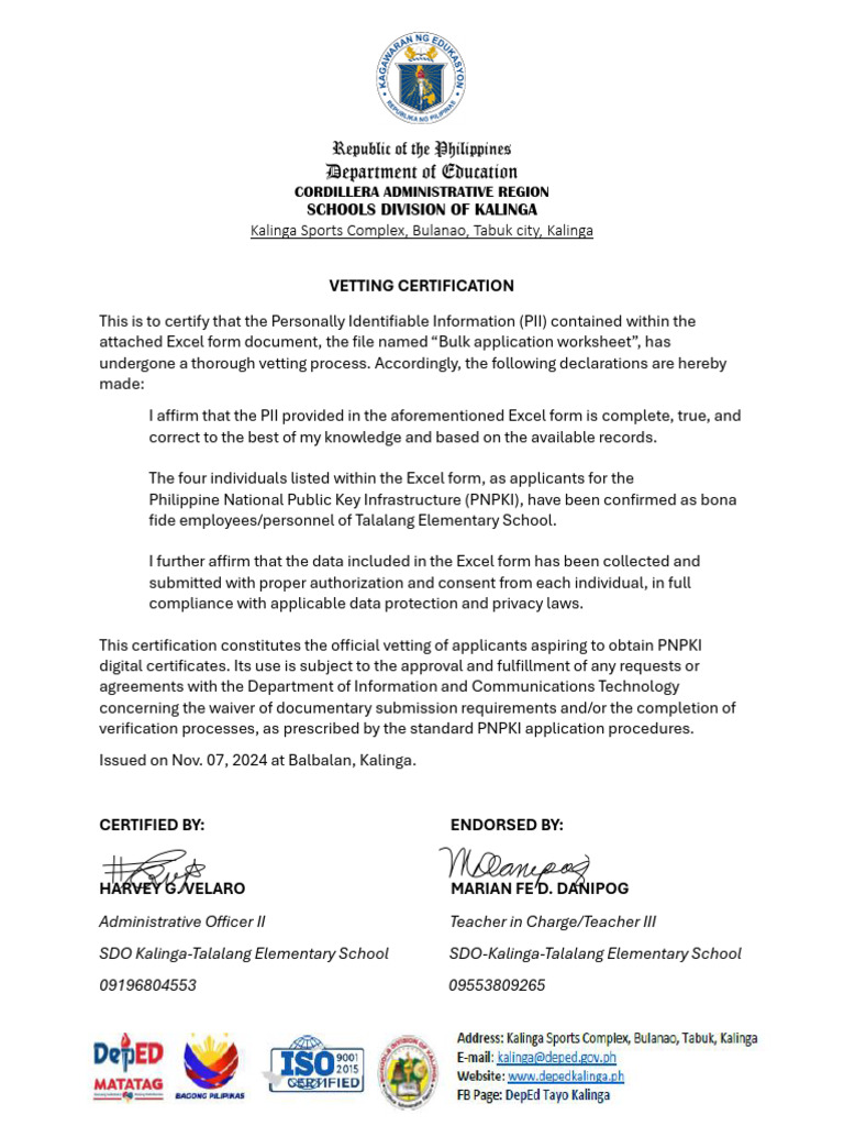 Vetting Certification-2-1 | PDF