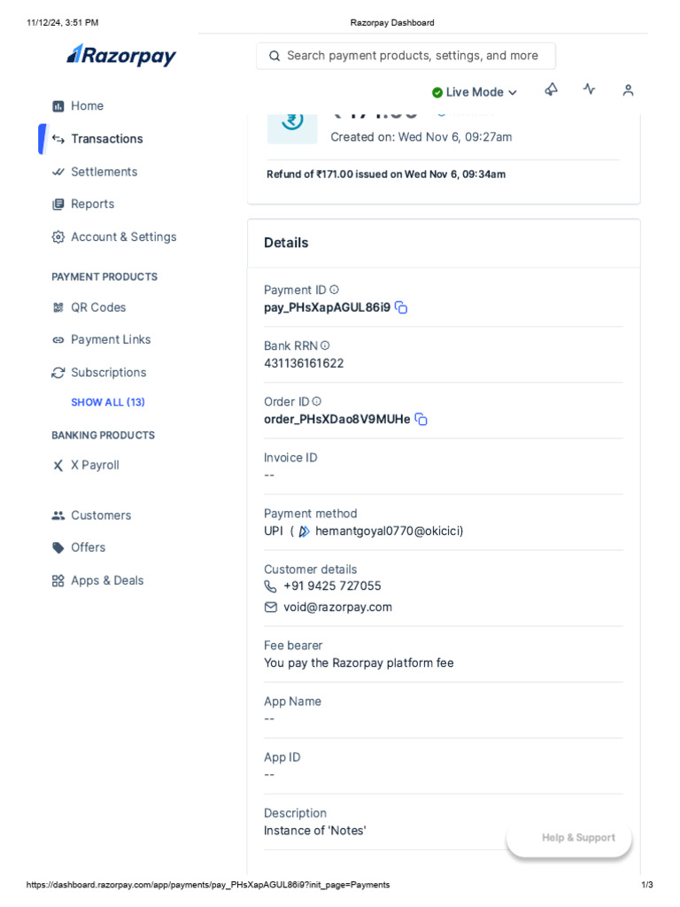 Razorpay Dashboard Hemant Goyal | PDF | Payments | Payroll