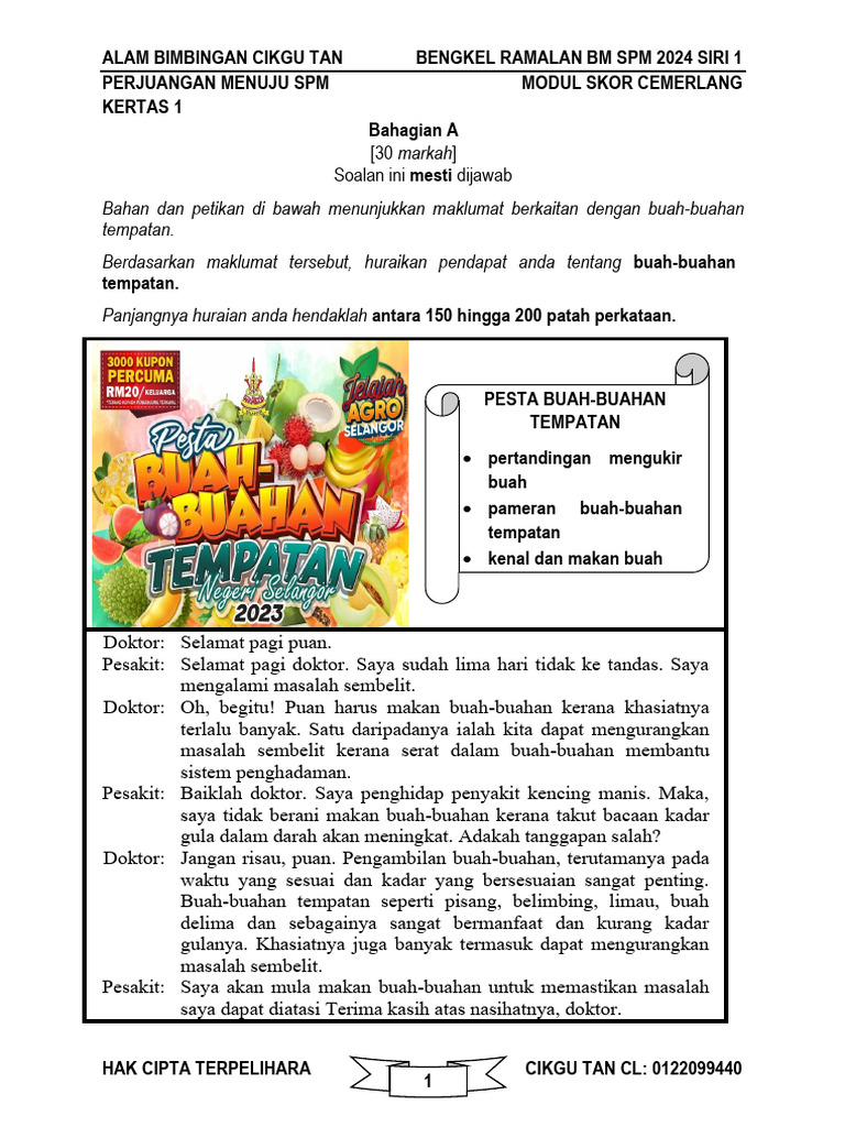 Ramalan Soalan BM SPM 2024 | PDF