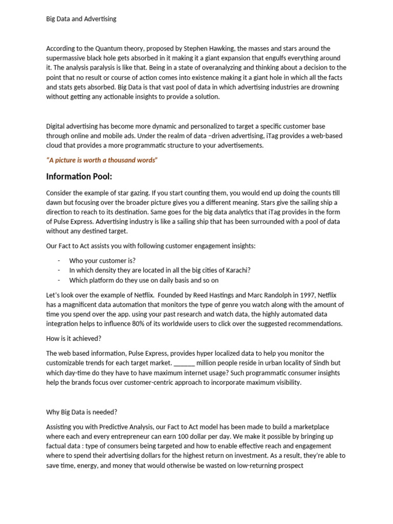 Big Data and Advertising | PDF | Big Data | Data