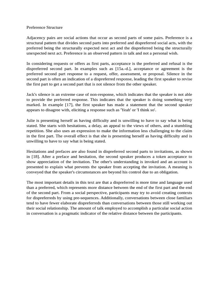 Preference Structure (Final Project) | PDF | Human Communication ...