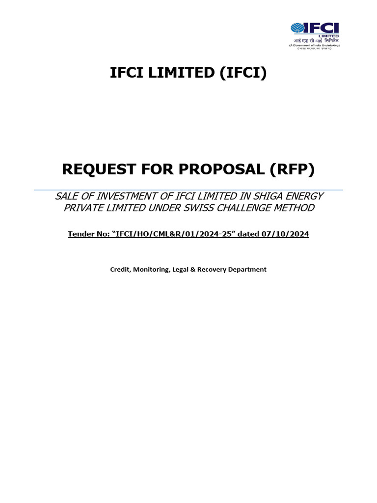 RFP - SEPL-SwissChallenge-ForUpload | PDF | Bankruptcy | Liquidation