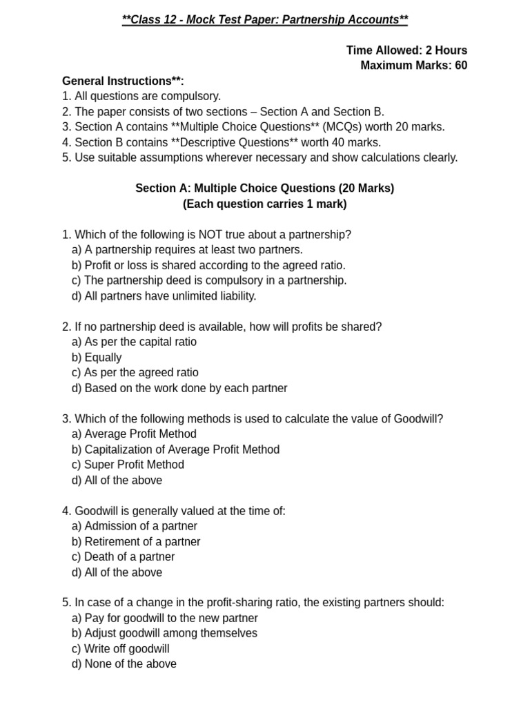 Class 12 Mock Pdf Finance And Money Management