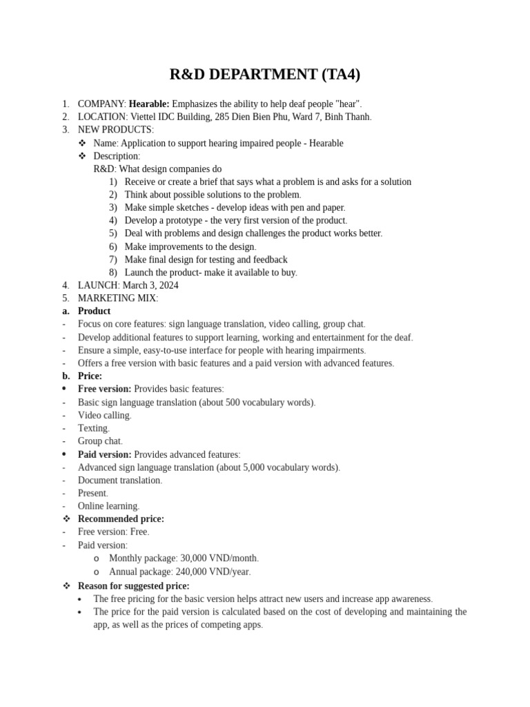 R&D Department | PDF