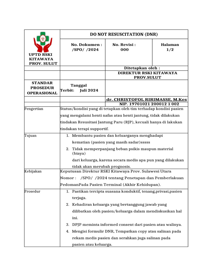 Sop Do Not Resuscitation (DNR) | PDF | Sains & Matematika