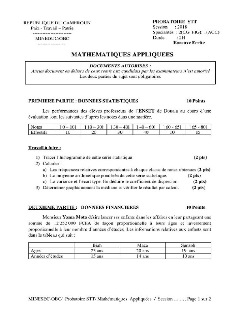 Prob STT Maths App - 2018-2022 | PDF