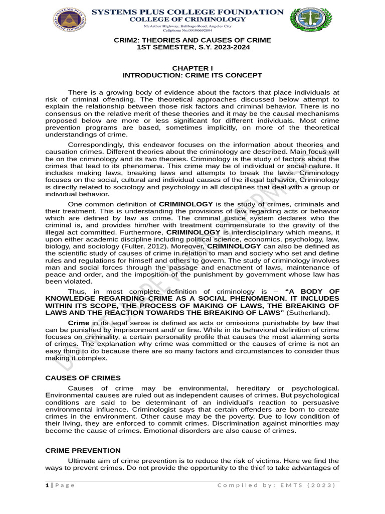 Crim 2 Latest Notes | PDF | Criminology | Crimes