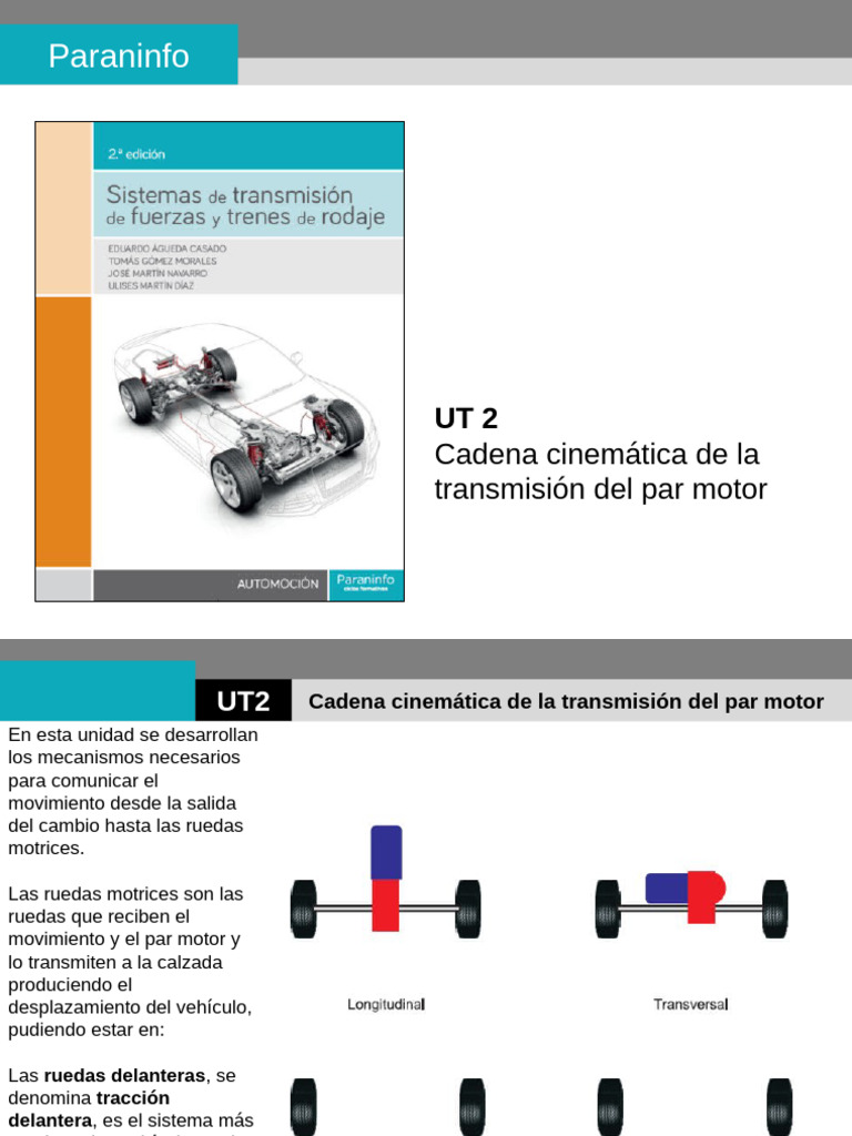 UT2 - Cadena Cinematica Transmision | PDF | Tracción en las cuatro ruedas | Engranaje