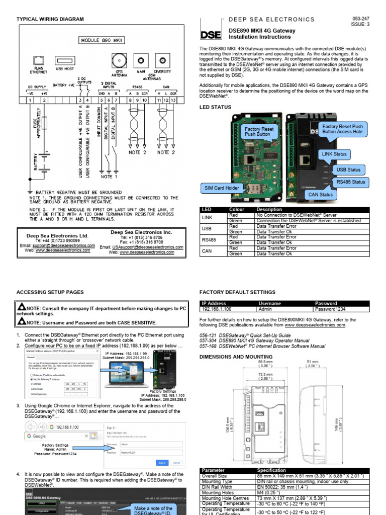 Installation Instructions DSE890 MKII 4G | PDF | Computer Network ...