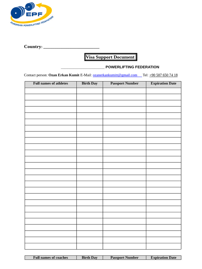Visa Support for Athletes and Coaches | PDF