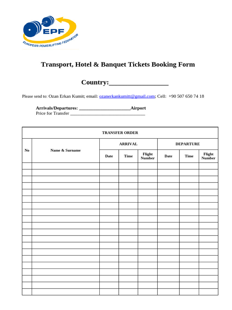EPF Hotel Transfer Banquet Form V2 | PDF