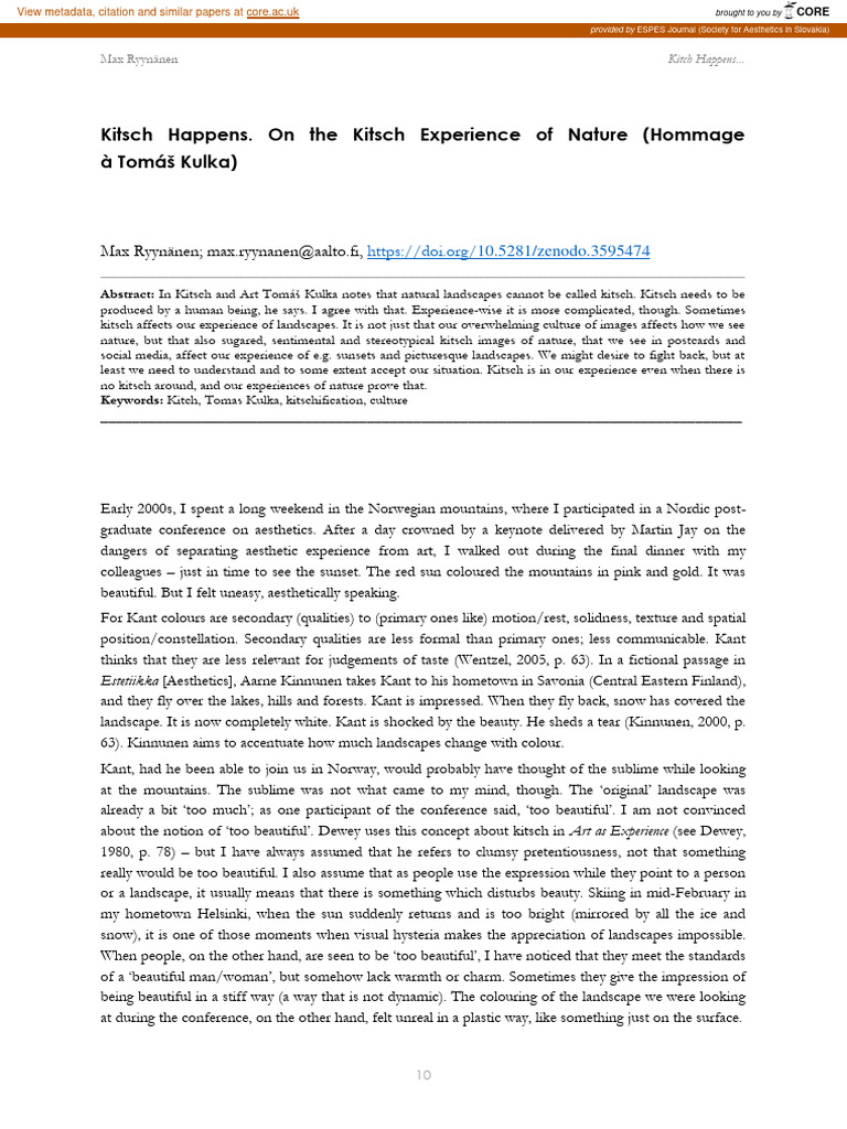 Kitsch Happens On The Kitsch Experience | PDF | Experience | Aesthetics