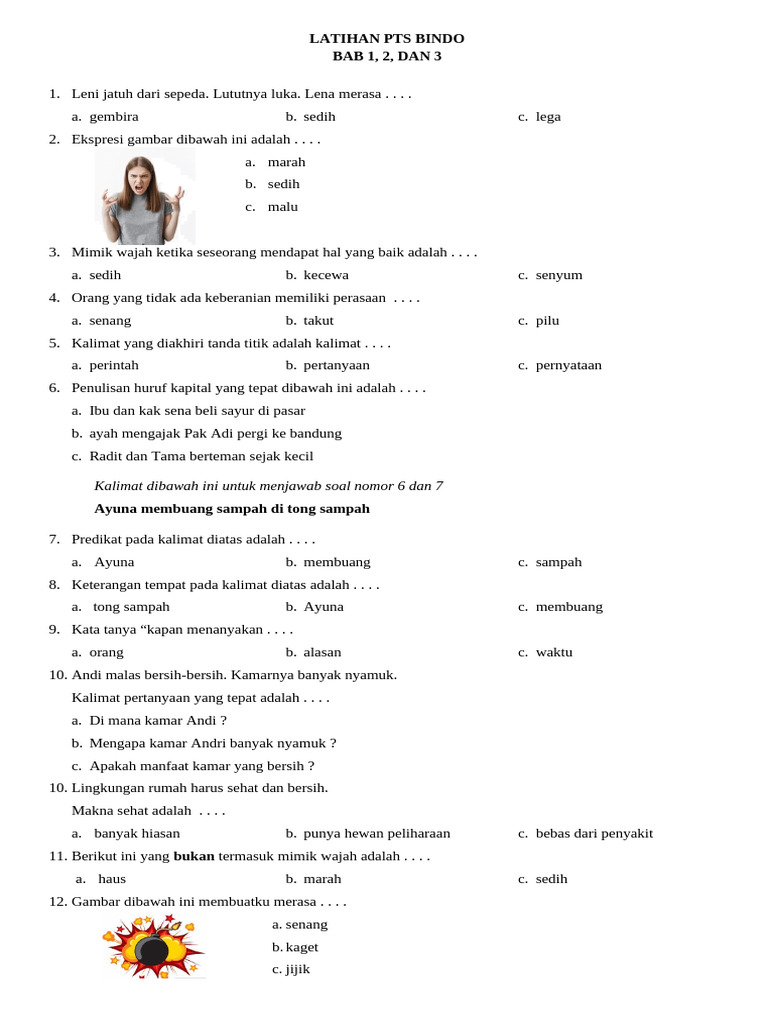 Latihan PTS 1 Bindo KLS 2 | PDF
