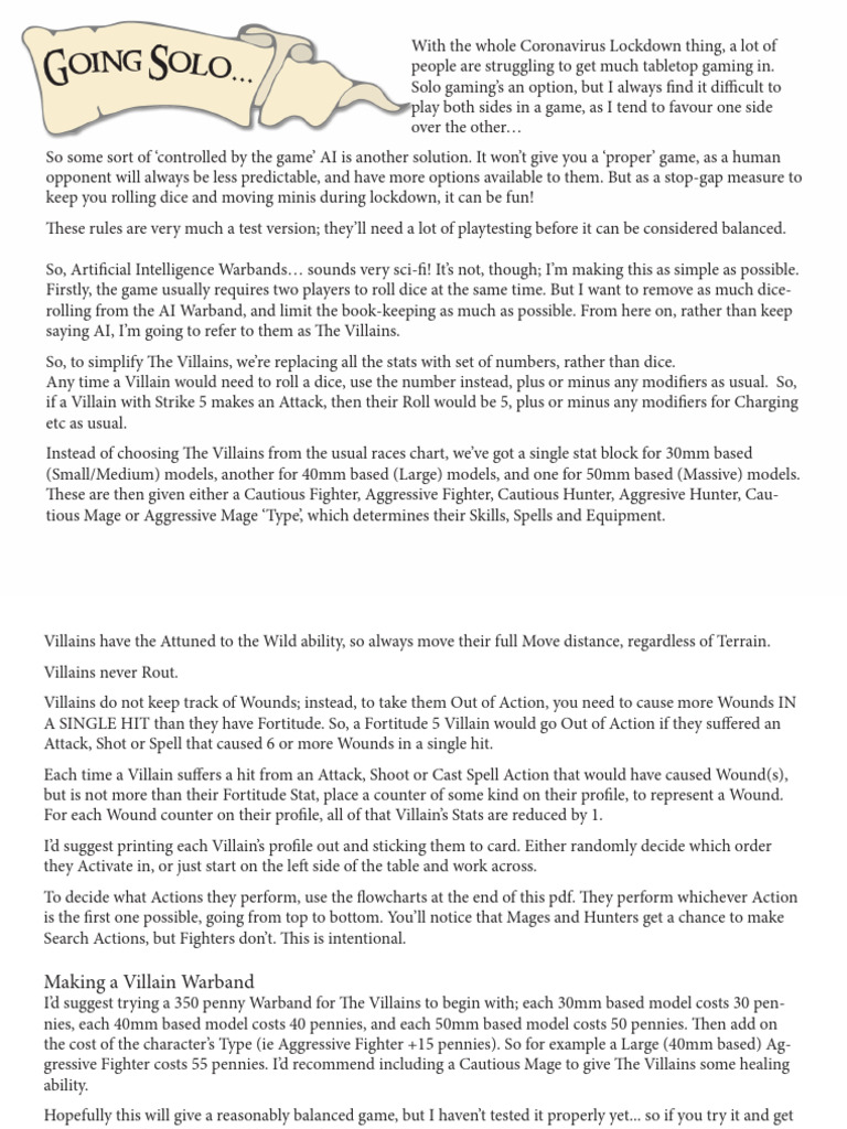 Solo Rules for Burrows and Badgers | PDF