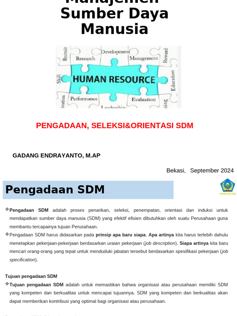 Pengadaan, Seleksi Dan Orientasi SDM | PDF | Karier & Perkembangan | Bisnis