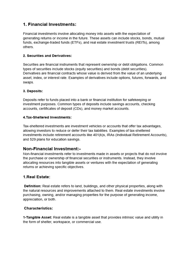 Investment Unit 2 | PDF | Investing | Derivative (Finance)