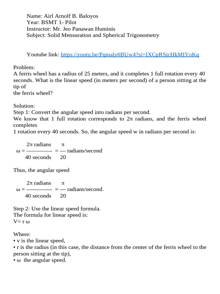 Airl Arnolf Baloyos BSMT 1 - Pilot (JOURNAL) | PDF | Trigonometric ...