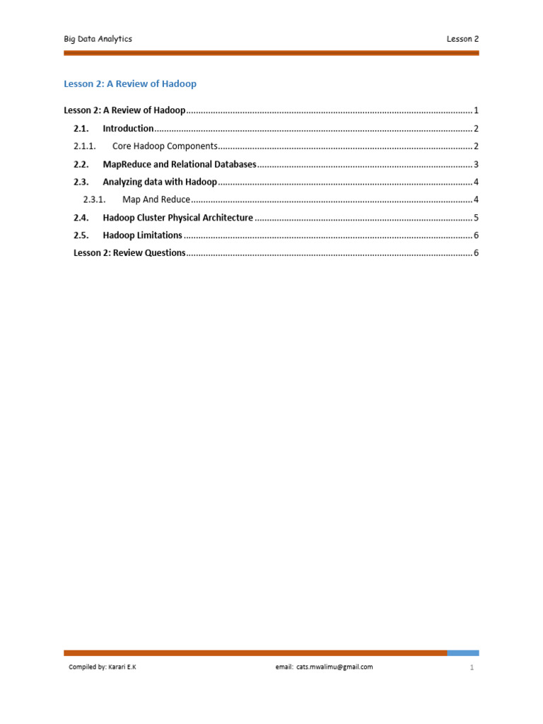 Lesson 2 A Review of Hadoop | PDF | Apache Hadoop | Map Reduce