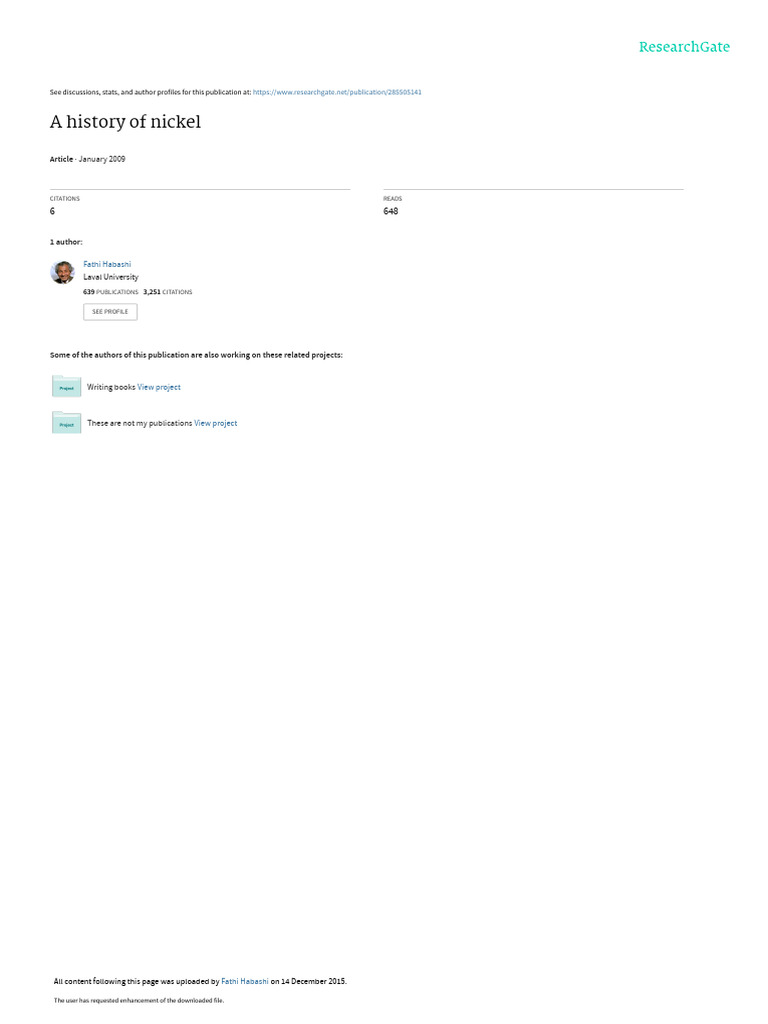 A History of Nickel | PDF