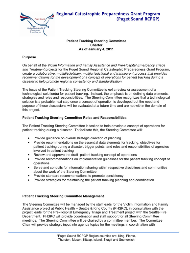 Patient Tracking Steering Committee Charter | PDF | Committee ...