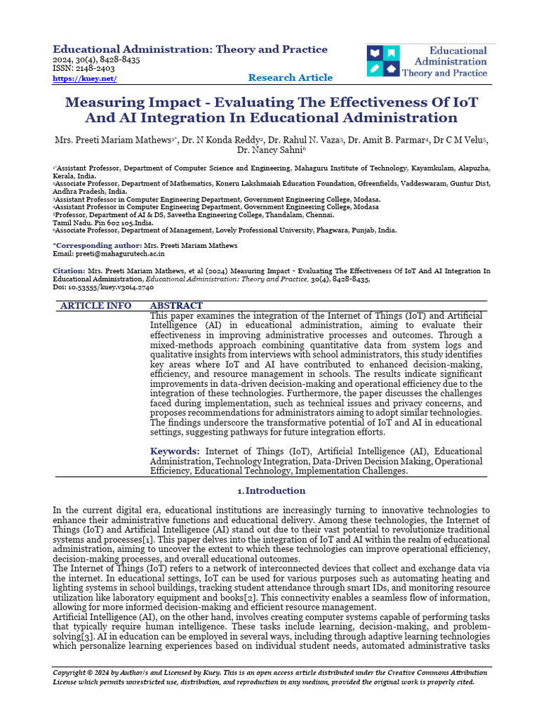 Paper - 6 - Measuring Impact Evaluating The Effectiveness of Iot and Ai Integration in ...