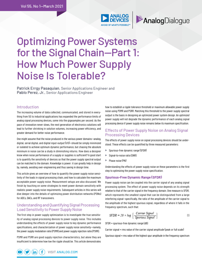 Optimizing Power Systems For The Signal Chain Part 1 | PDF | Signal To Noise Ratio | Spectral ...