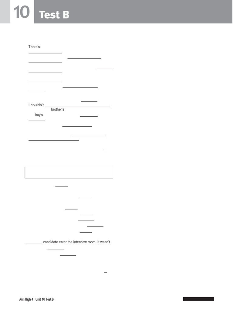 Aim High 4 Unit 10 Test B | PDF