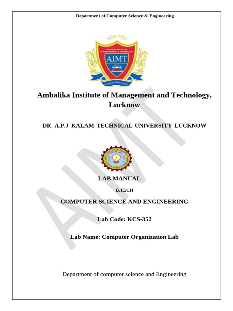 Ambalika Institute of Management and Technology, Lucknow: Dr. A.P.J ...