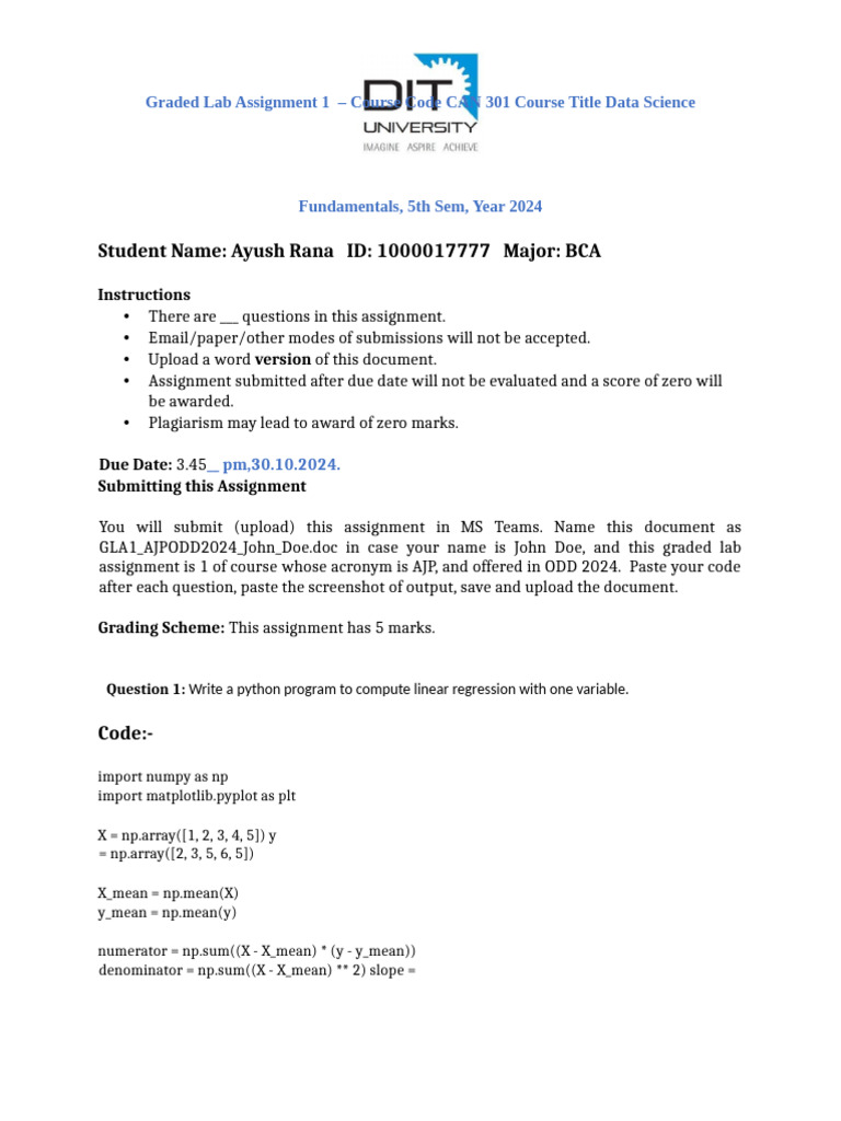 Graded Lab 4 - Ayush - Rana - 17777 | PDF | Vector Space | Euclidean Vector