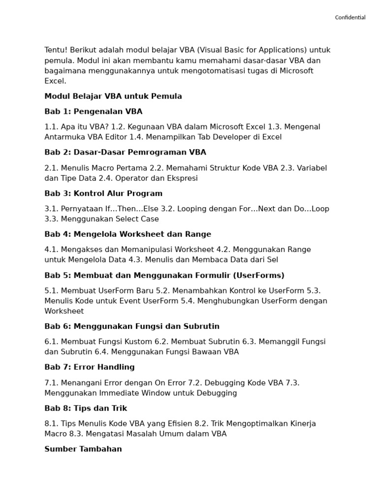 Referensi Belajar VBA Code | PDF