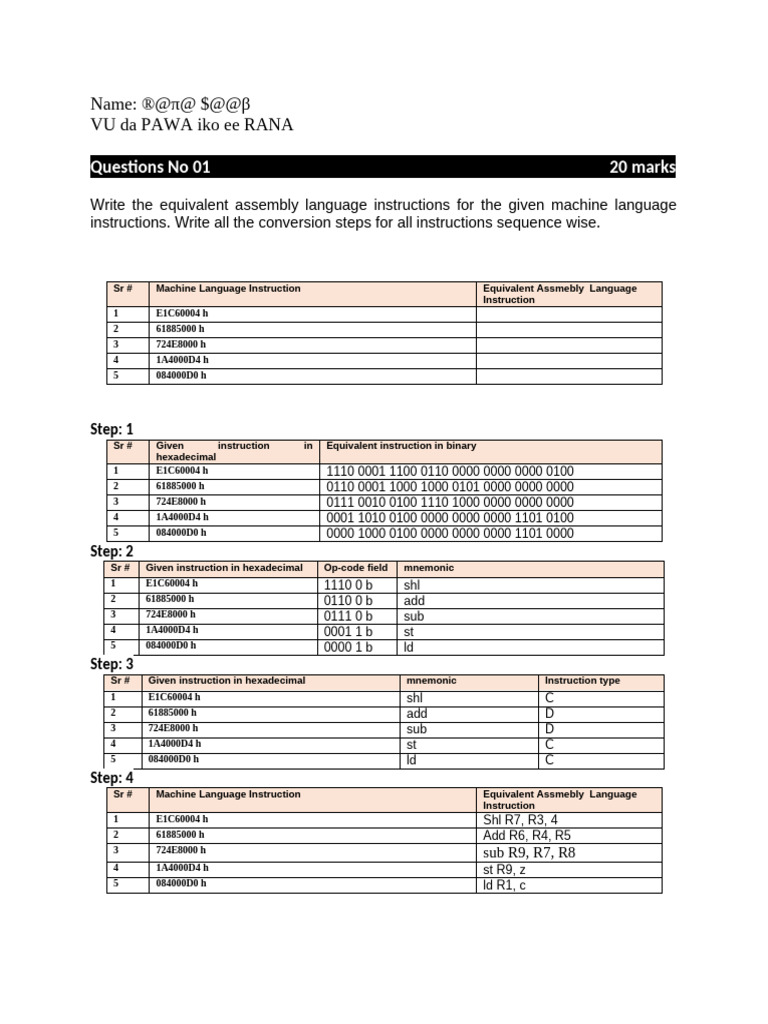 CS501 By ®@π@ $@@β | PDF | Assembly Language | Computer Engineering