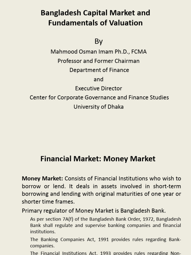 Bangladesh Capital Market - Fundamental of Valuation | PDF | Valuation ...