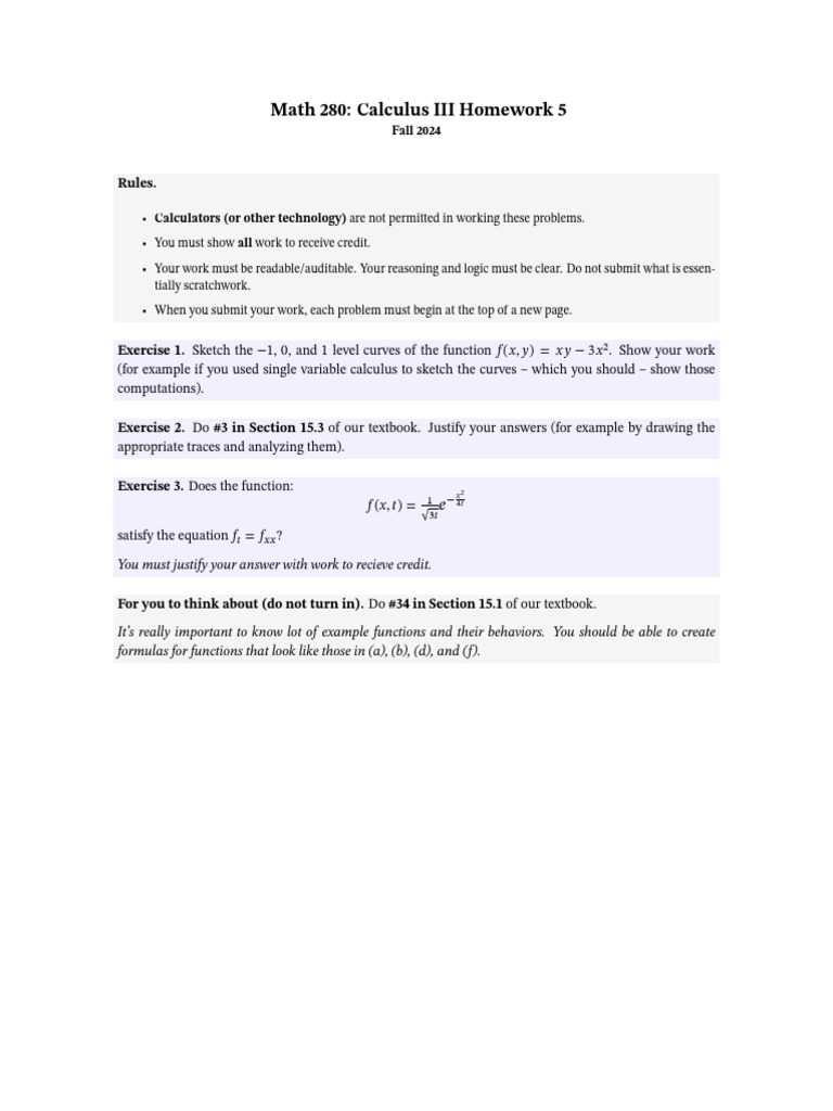 Calculus III Homework Guidelines | PDF