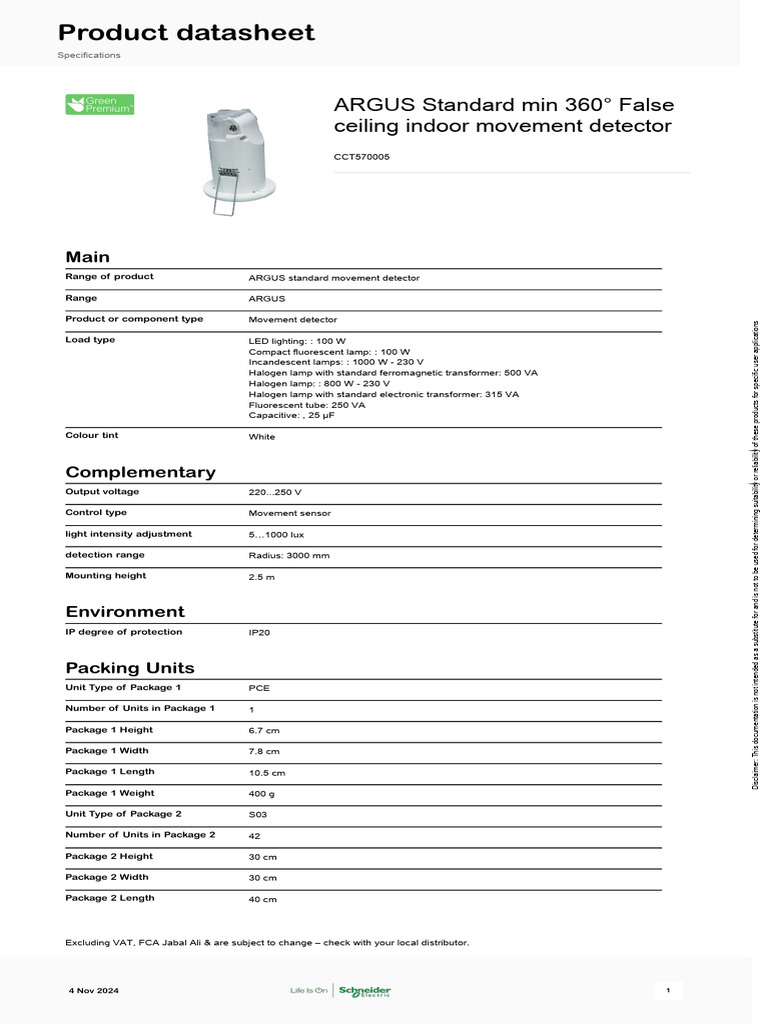 Schneider Electric - ARGUS-standard-movement-detectors - CCT570005 ...