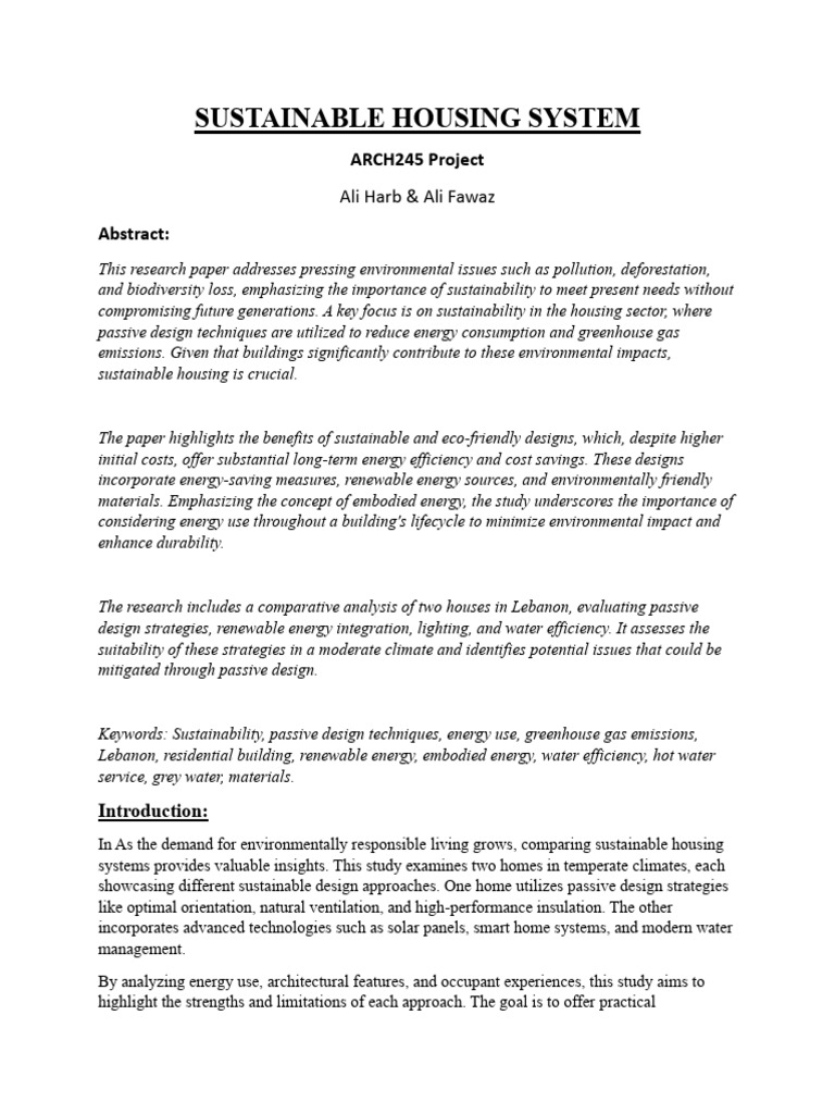 Ali Harb Ali Fawaz Paper Report ARCH245 | PDF | Efficient Energy Use | Green Building