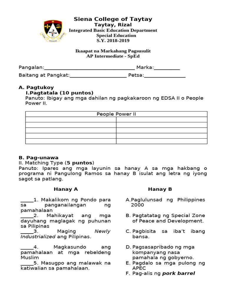 AP Int. 4th Quarter | PDF