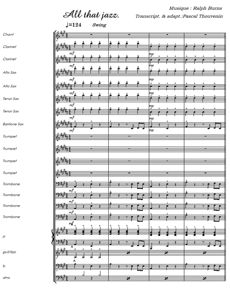 All that jazz score | PDF | Saxophone | Tenor Saxophone