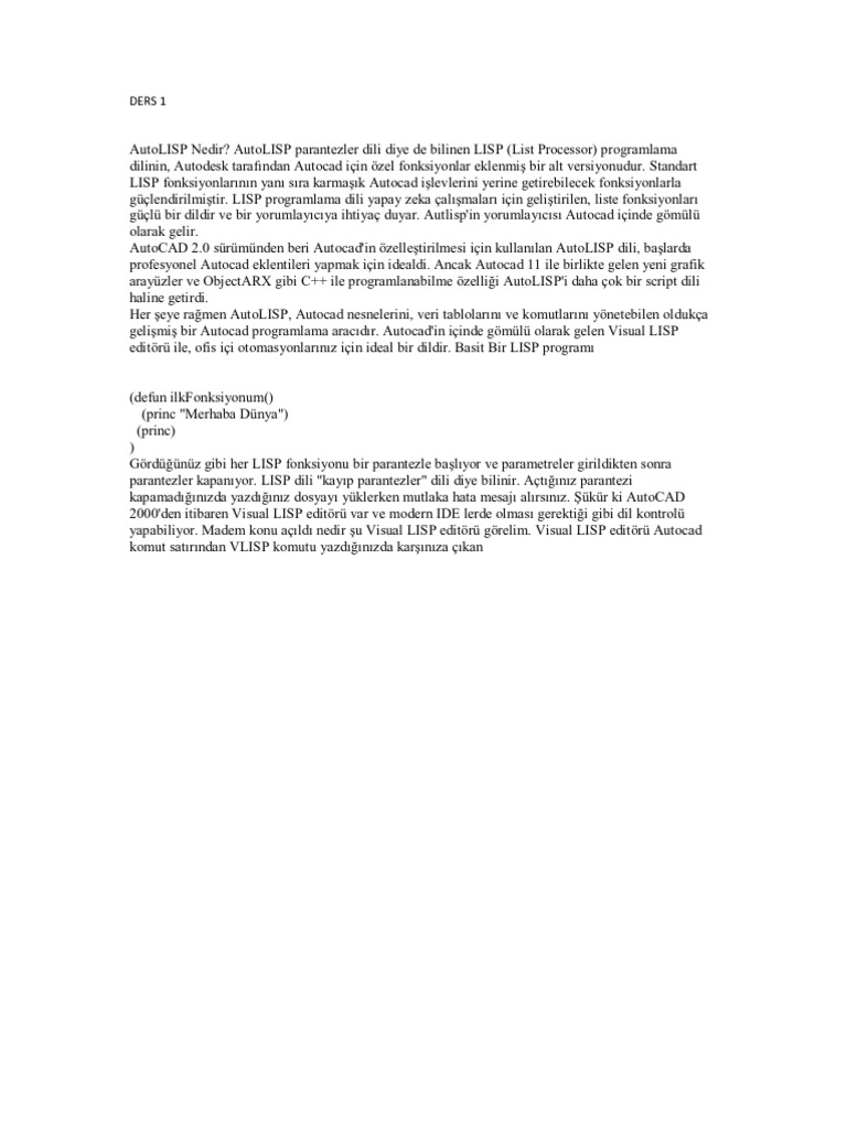 Autolisp Dersleri | PDF