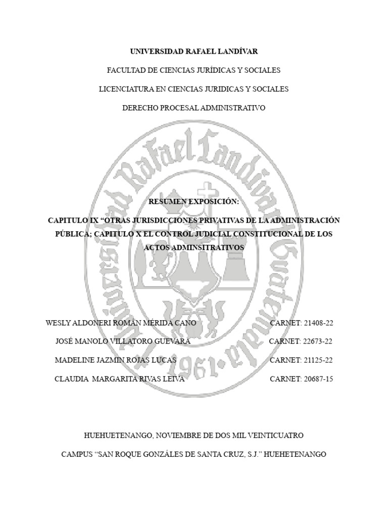 Universidad Rafael Landívar - Caratula | PDF