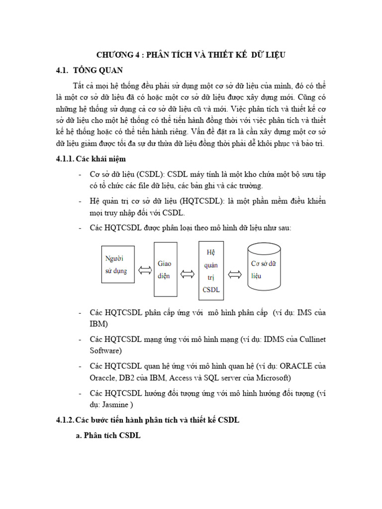 CH NG 4: Phân Tích Và Thi TK D LI U 4.1. T NG Quan | PDF