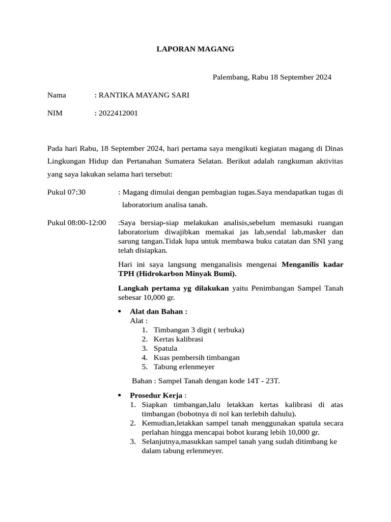 LAPORAN MAGANG RANTIKA MAYANG SARI 2022412001 (15 .) Salinan | PDF