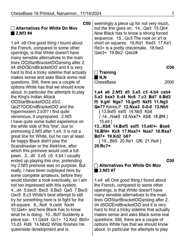 French Wing Gambit Game | PDF | Chess Openings | Abstract Strategy Games