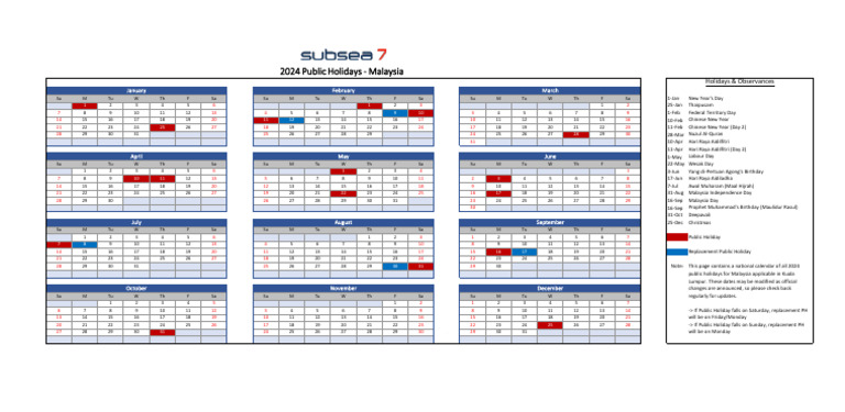 2024 - Public Holiday Calendar - Malaysia | PDF | Public Holiday | Malaysia