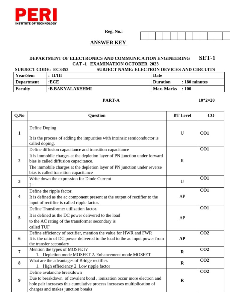 key edc | PDF | P–N Junction | Rectifier