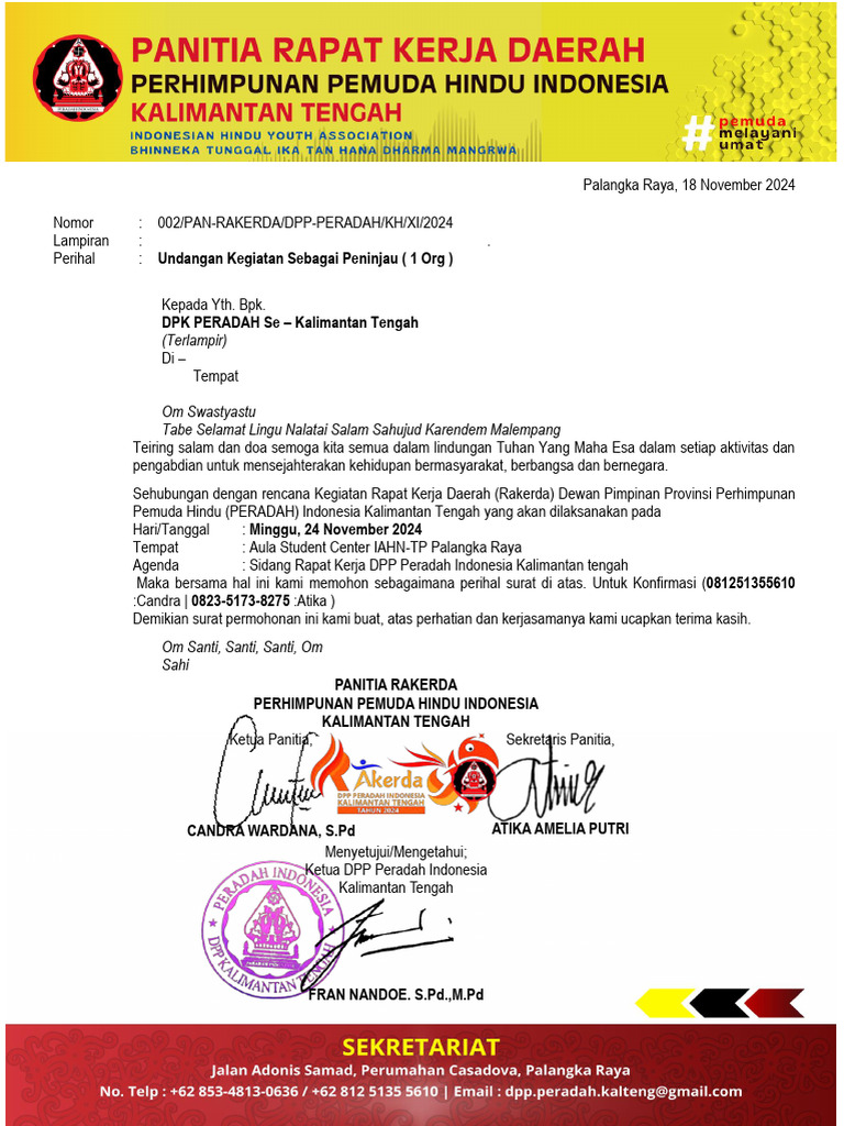 Undangan Peninjau - Rakerda 2024 | PDF