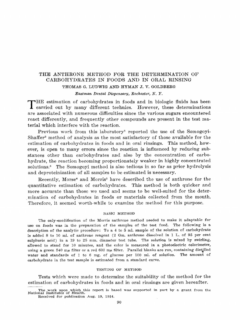 Anthrone Method for Carb Analysis | PDF | Hydrolysis | Glucose