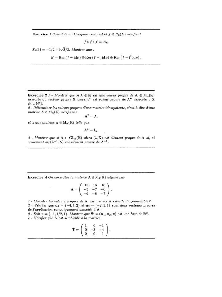 Exercices Reduction Des Matrices 1 | PDF